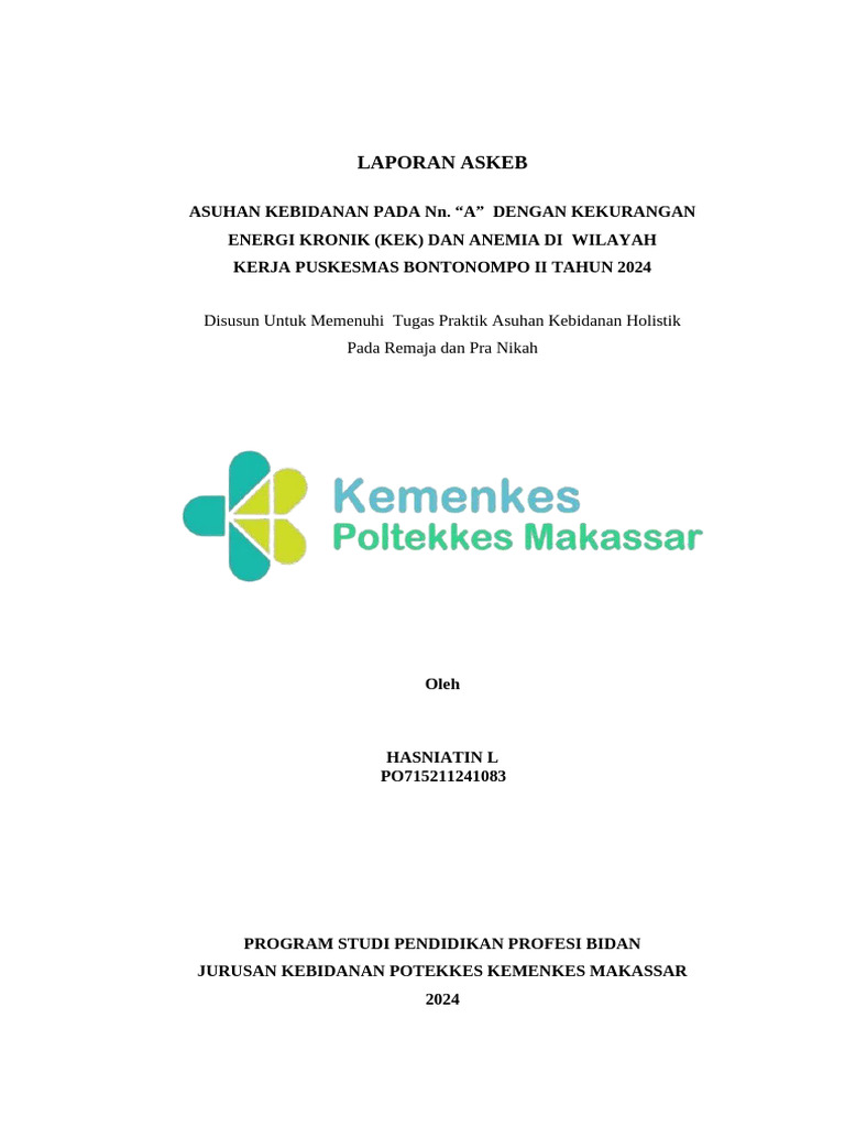 Bagi ASKEB REMAJA KEK HASNIATIN L | PDF | Kesehatan Holistik | Sains ...