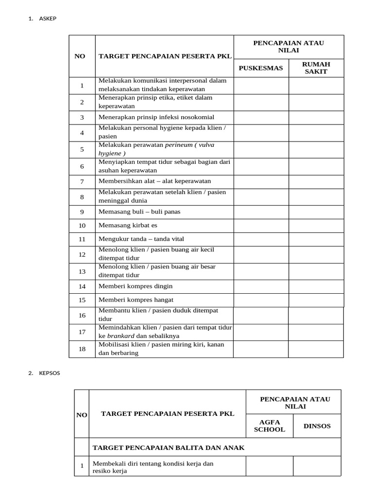 Target Pencapaian PKL 2024-2025 | PDF