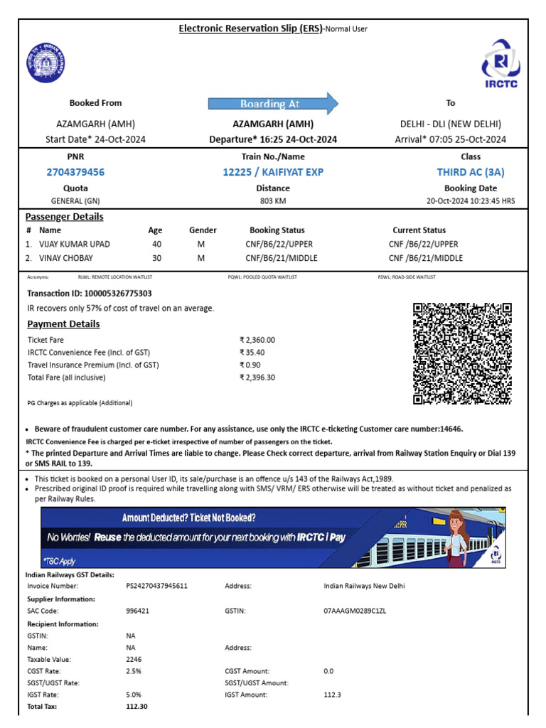 Kaifiyat Exp Third Ac (3A) | PDF | Value Added Tax | Government Finances