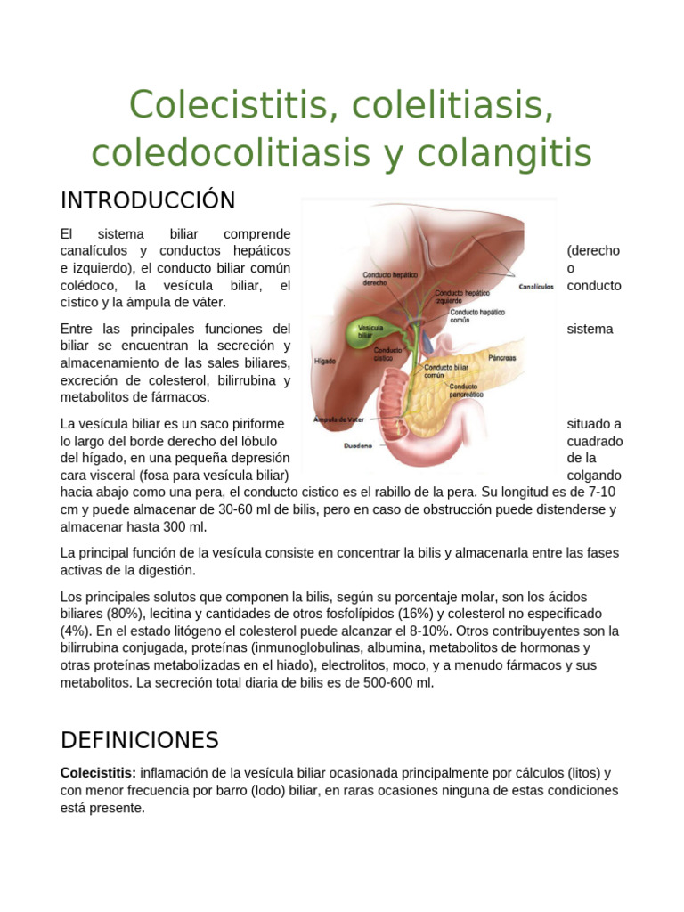 Colecistitis y Colelitiasis | PDF | Vesícula biliar | Bilis