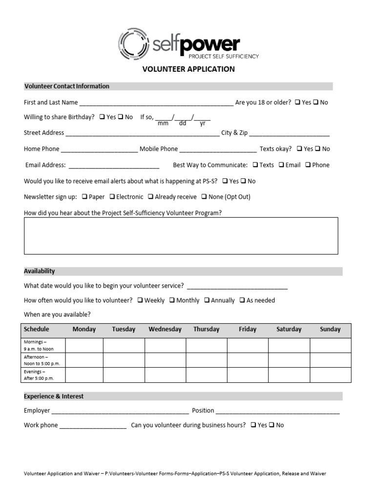 Volunteer Release Form | PDF | Volunteering | Insurance