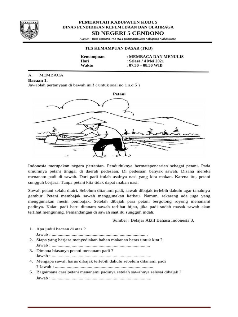 Tes Kemampuan Dasar Membaca dan Menulis | PDF
