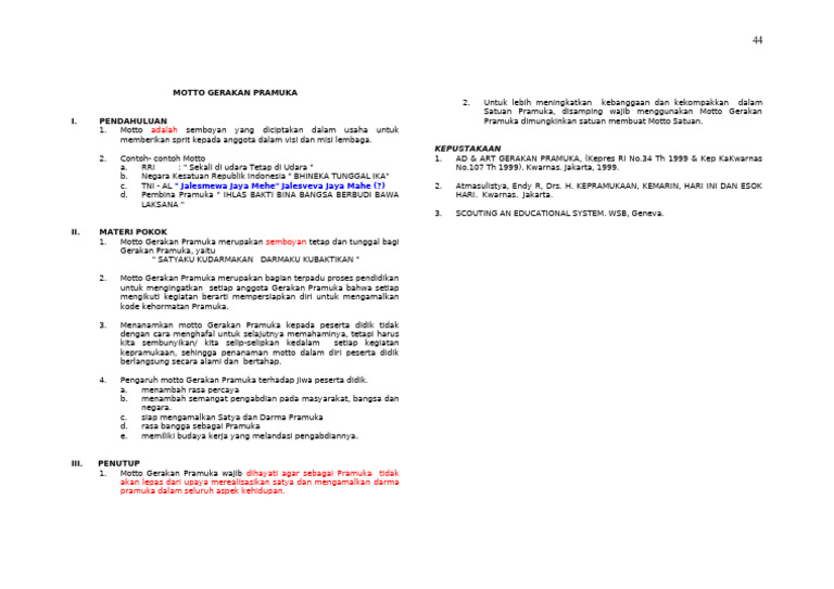 Motto Gerakan Pramuka dan Maknanya | PDF
