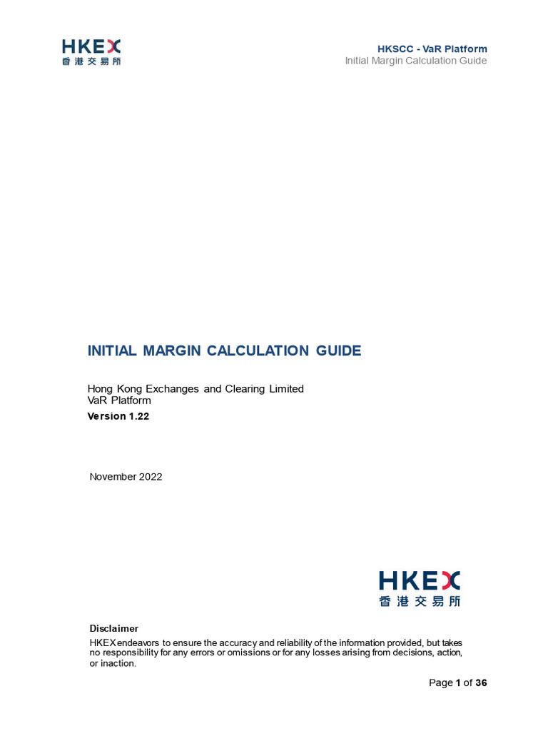 Initial Margin Calculation Guide HKEX | PDF | Value At Risk | Margin (Finance)