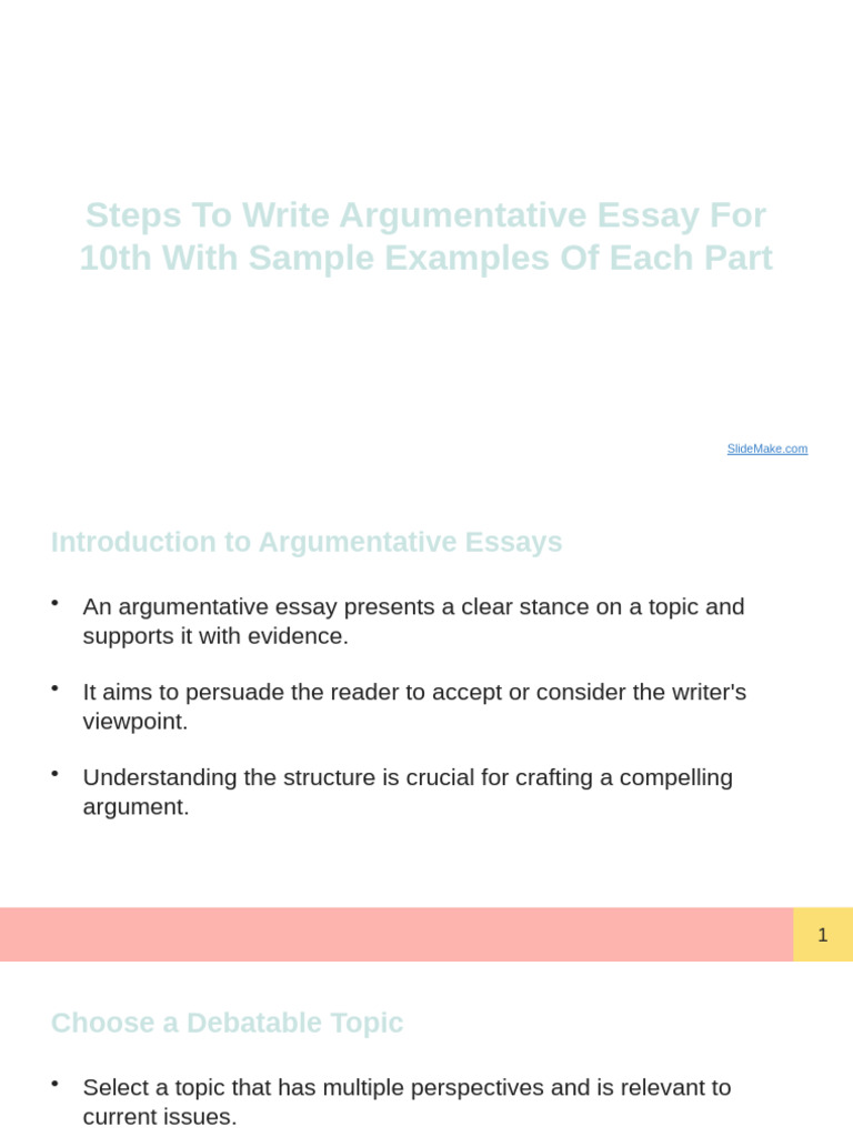 Steps To Write Argumentative Essay For 10th With Sample Examples of ...