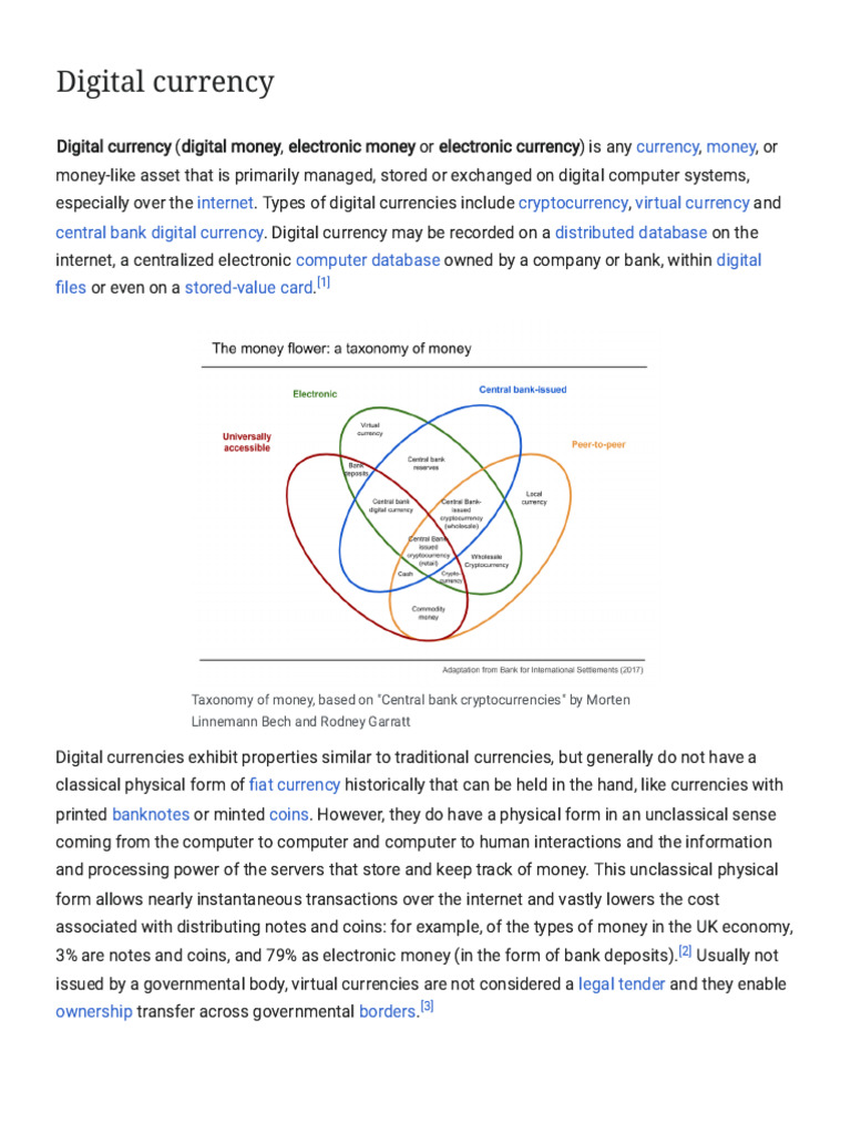Digital Currency - Wikipedia | PDF | Banking | Foreign Exchange Market