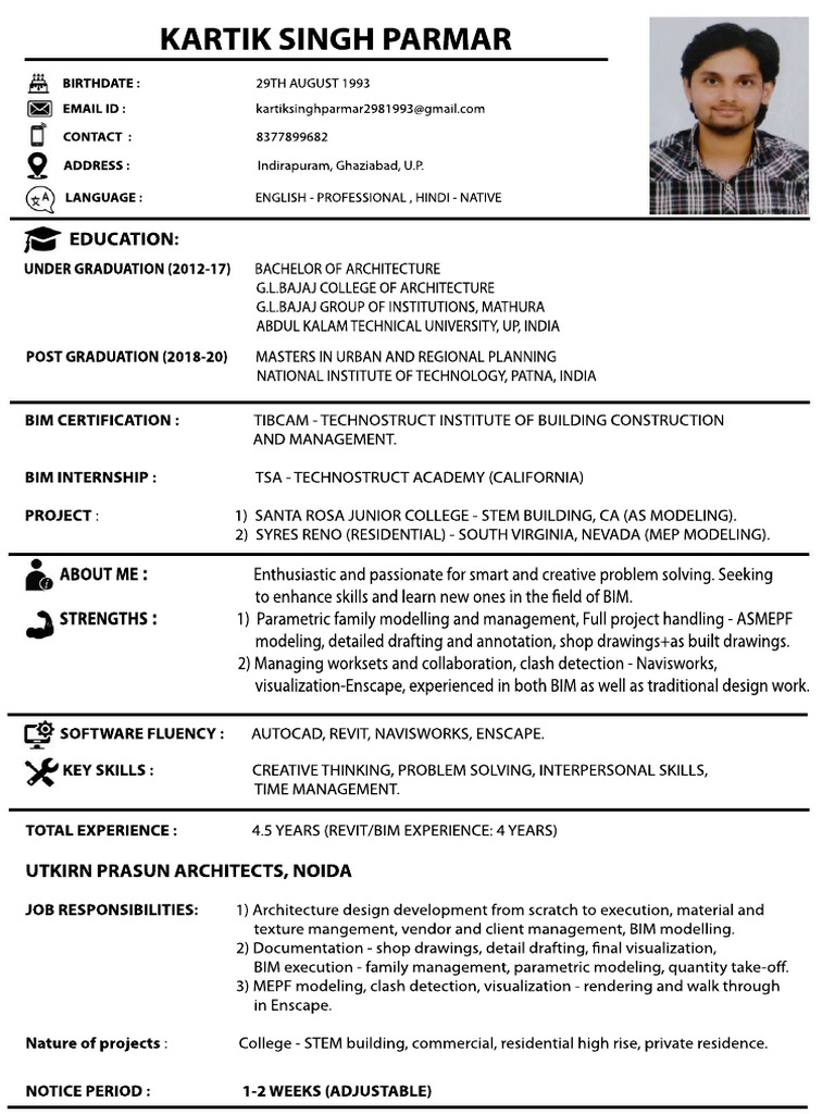 BIM Specialist Resume: Kartik Singh Parmar | PDF