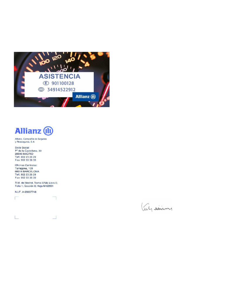 Allianz, Compañía de Seguros Y Reaseguros, S.A. Certificado Provisional de Seguro de ...