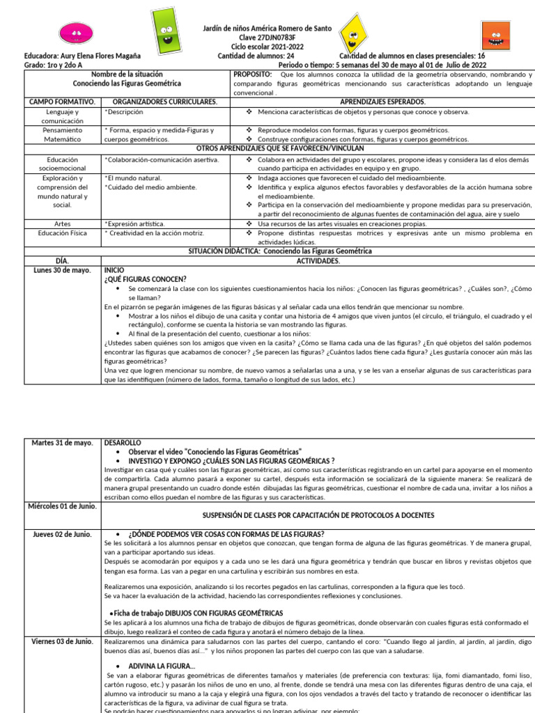 Plan Junio Figuras Geometricas | PDF | Geometría | Entorno natural