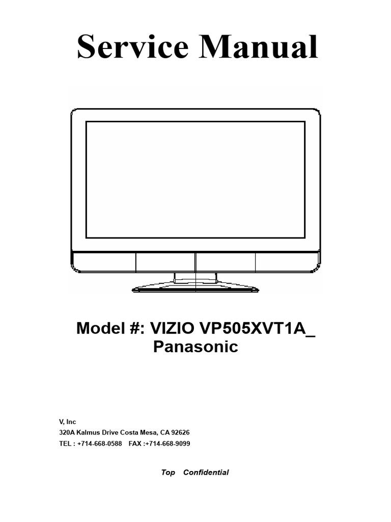 Vizio Vp505xvt1a - Panasonic Plasma TV SM | PDF | Hdmi | Digital Television