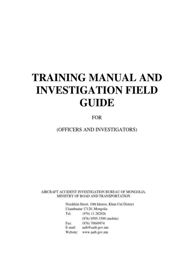 Training Manual and Investigation Field Guide | PDF | Aviation ...