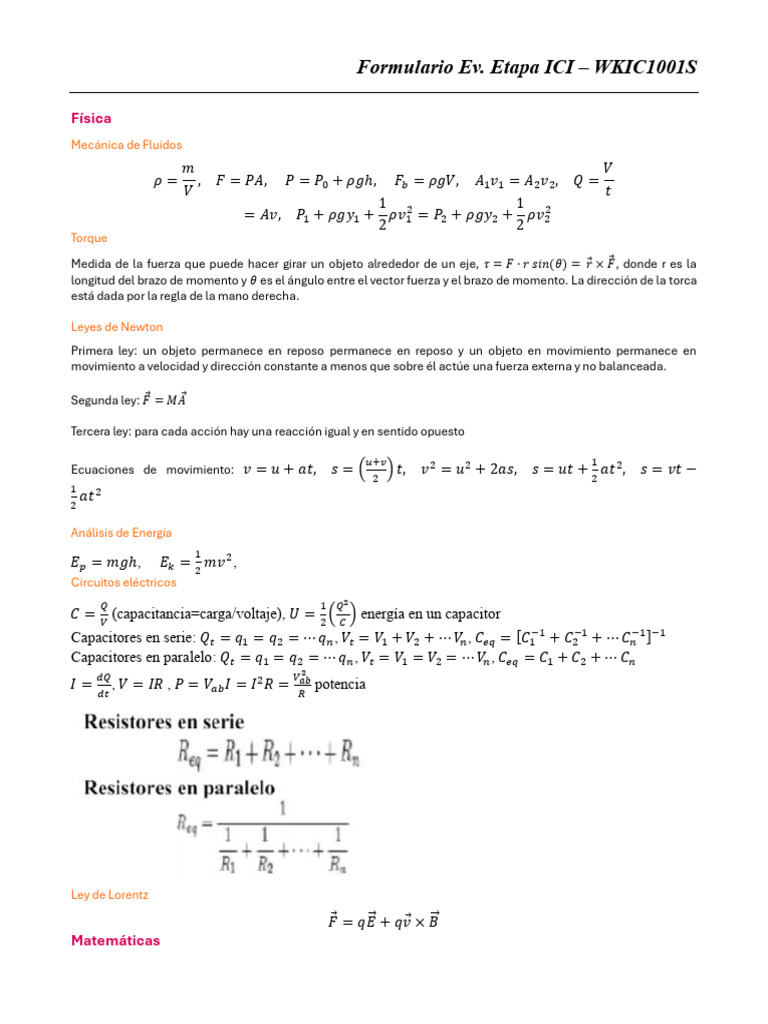 Formulario Ev Inicial | PDF | Esfuerzo de torsión | Derivado