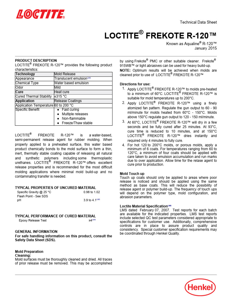 Loctite - Frekote R120 | PDF | Trademark | Legal Liability