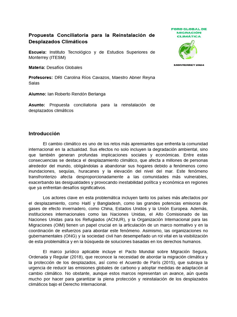 Evidencia 1_ Propuesta conciliatoria | PDF | Entorno natural | Ambiente