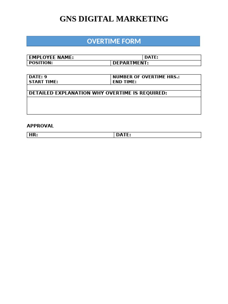 Overtime Request Form | PDF