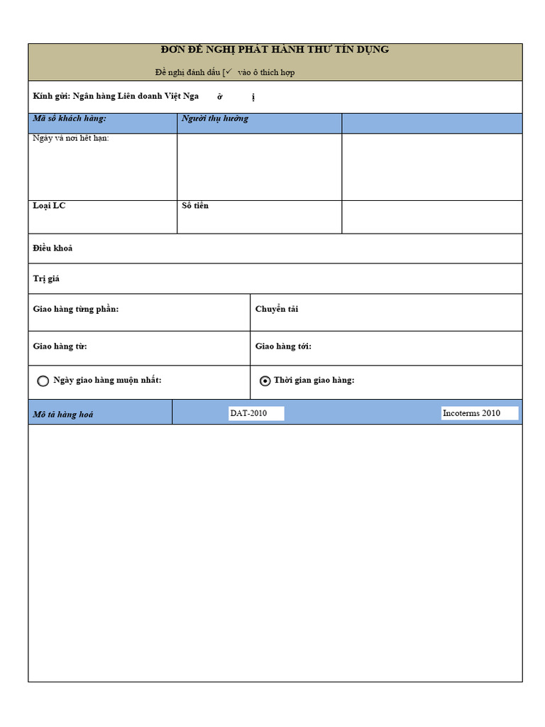 LC Application Form | PDF