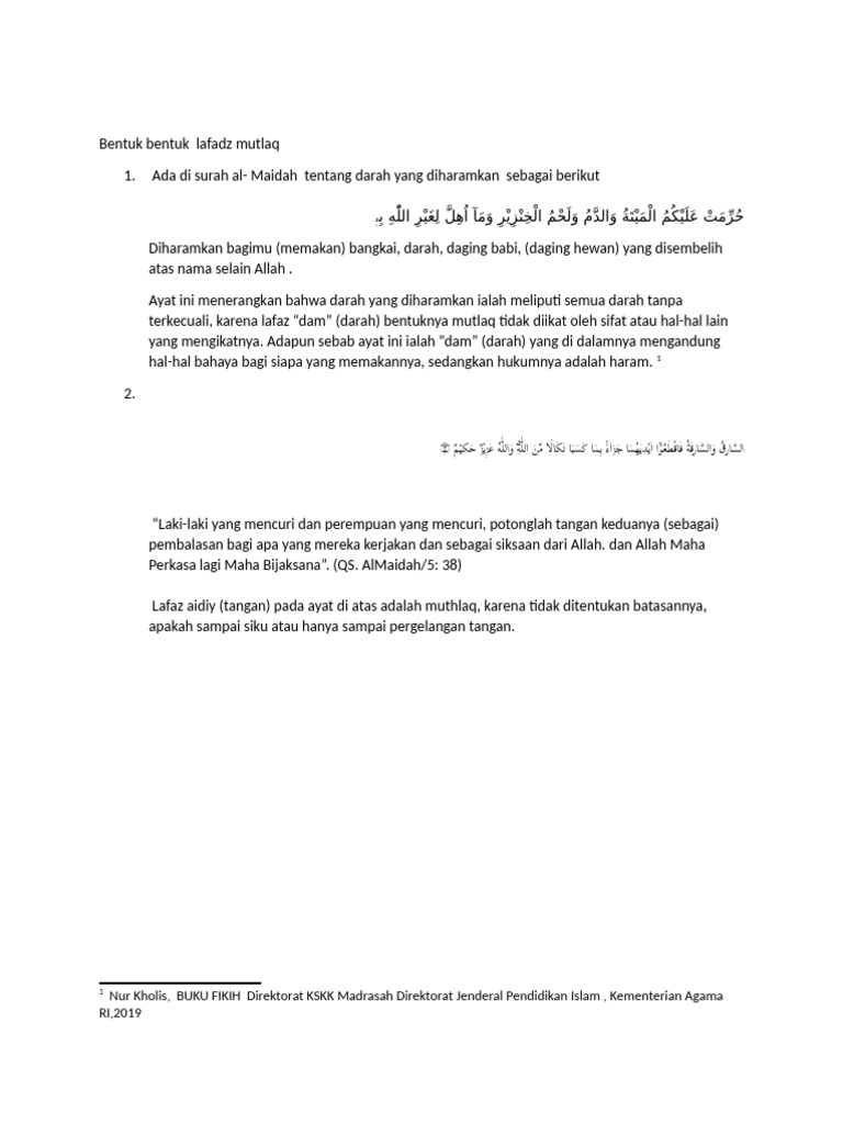 Lafadz Mutlaq dalam Al-Qur'an | PDF