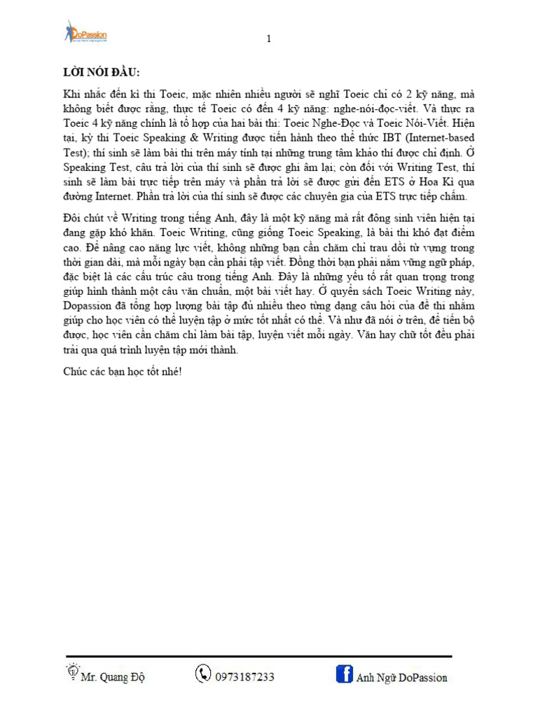 Giáo Trình Toeic Writing | PDF