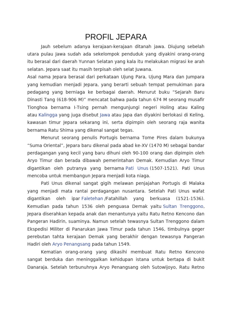 Profil Jepara | PDF | Sejarah