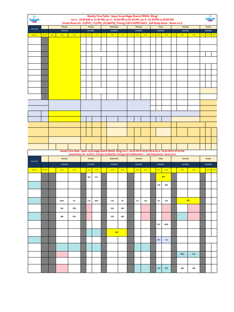 Time Table 19 Sep | PDF
