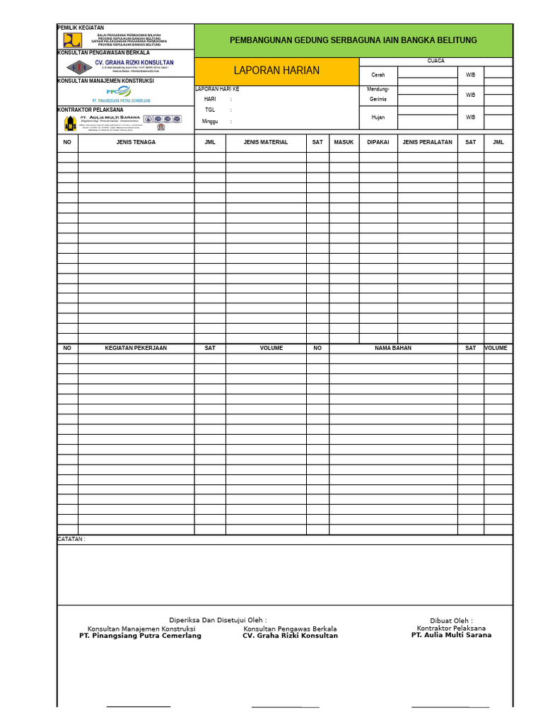 Form Laporan Harian | PDF