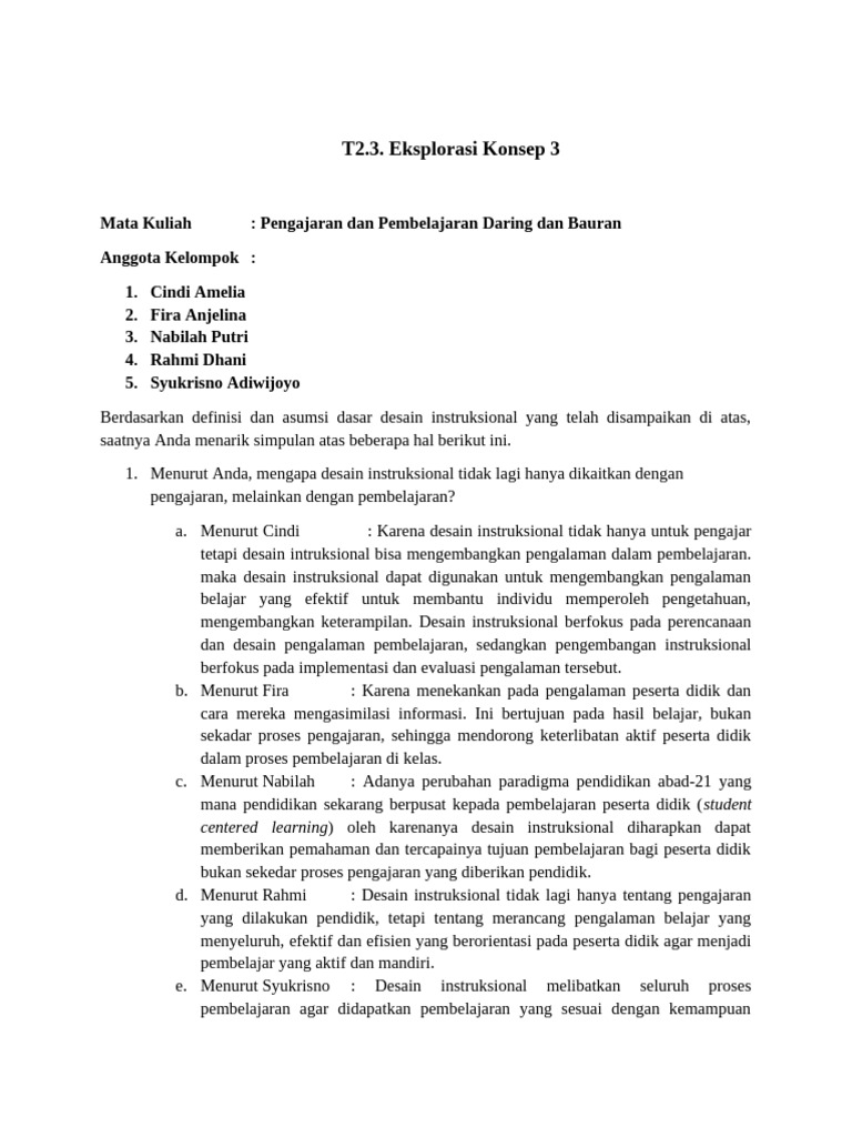 T2.3. Eksplorasi Konsep KLMPK 5 (Daring & Bauran) | PDF