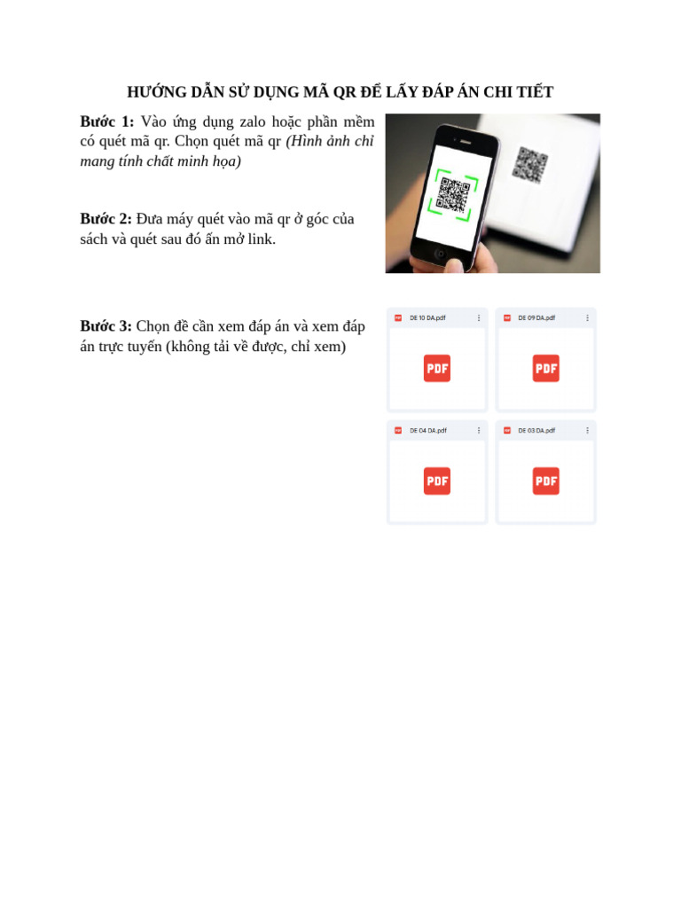 HƯỚNG DẪN SỬ DỤNG MÃ QR ĐỂ LẤY ĐÁP ÁN CHI TIẾT | PDF