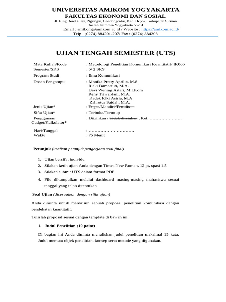 Soal UTS MPK Kuantitatif | PDF