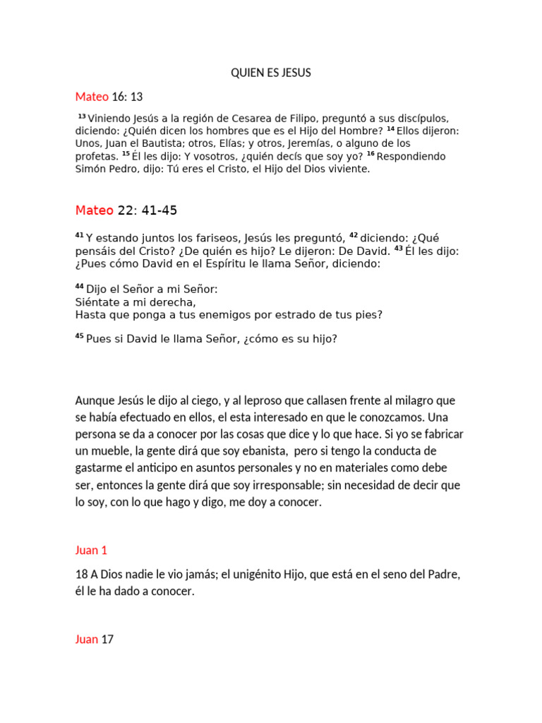 ¿Quién es Jesús? Definición y Revelación | PDF | Jesús | Evangelio de Mateo