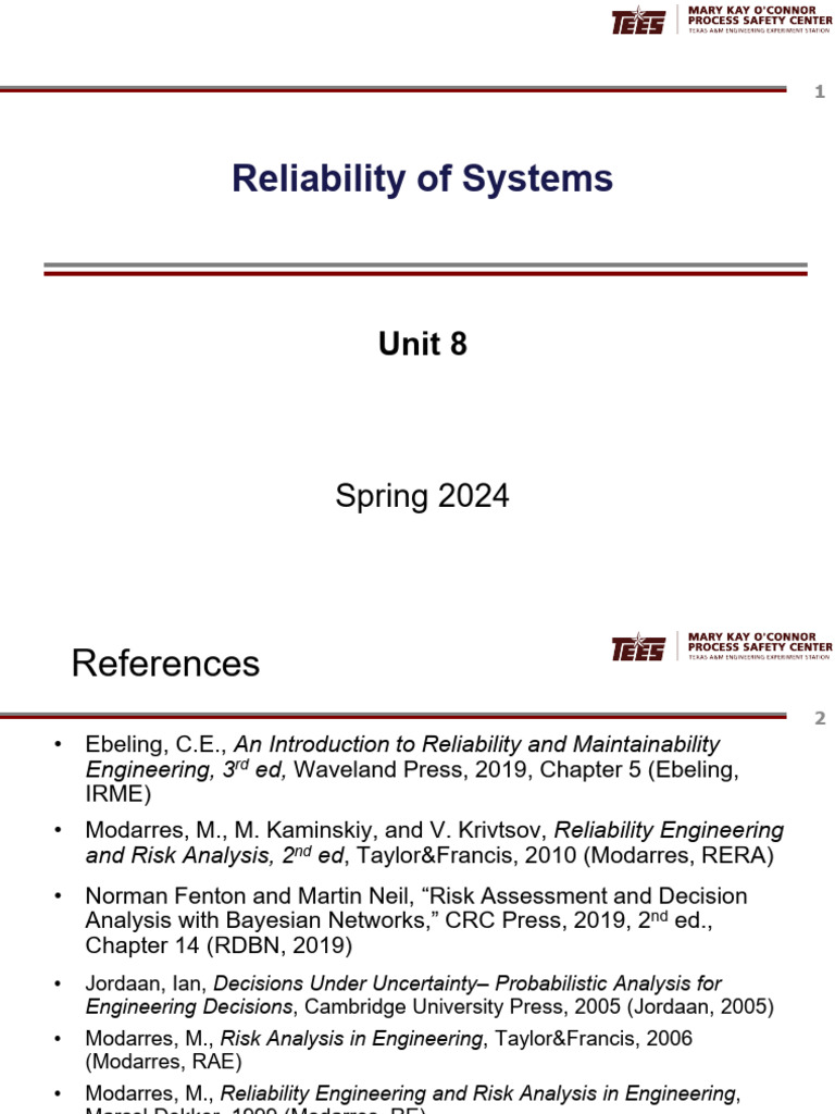 S2024 L22 Reliability of Systems | PDF | Reliability Engineering | Statistical Theory