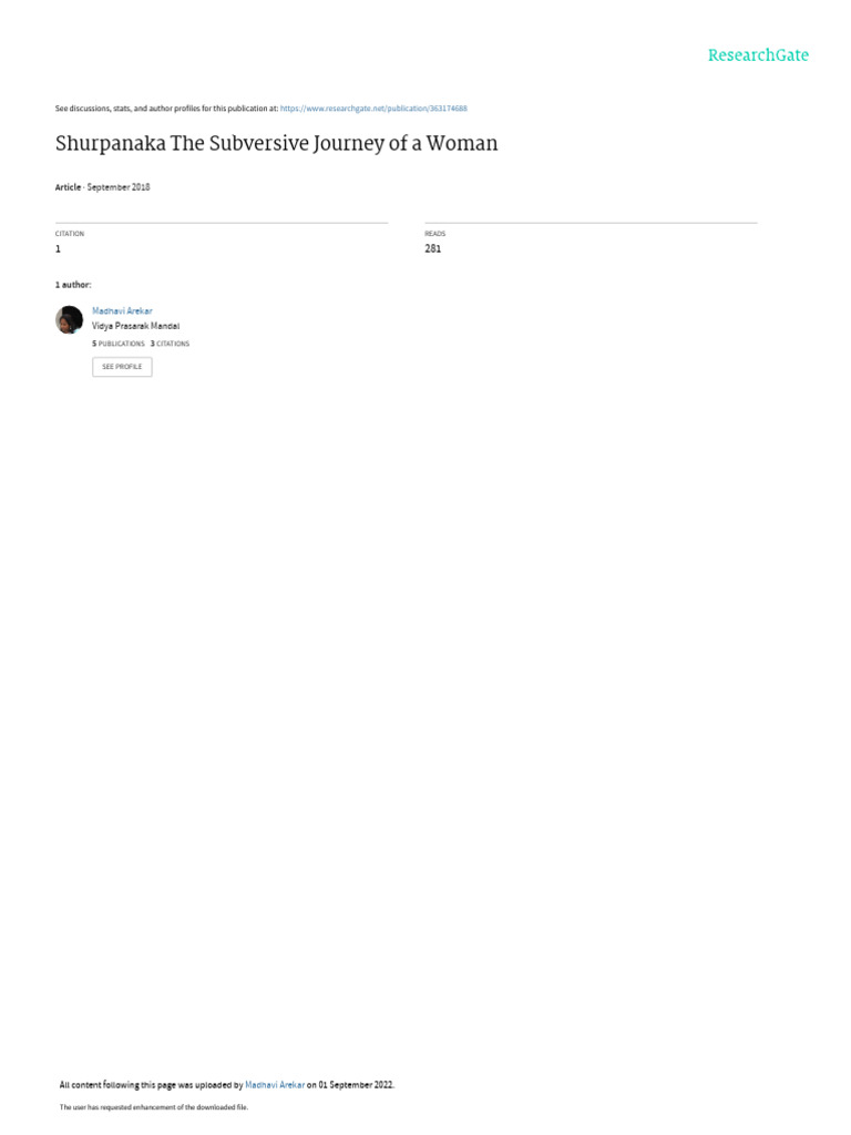 Shurpanaka The Subversive Journeyofa Woman | PDF | Sita | Rama