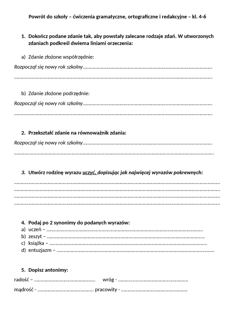 POWRąT DO SZKO Y 4 - 6 | PDF