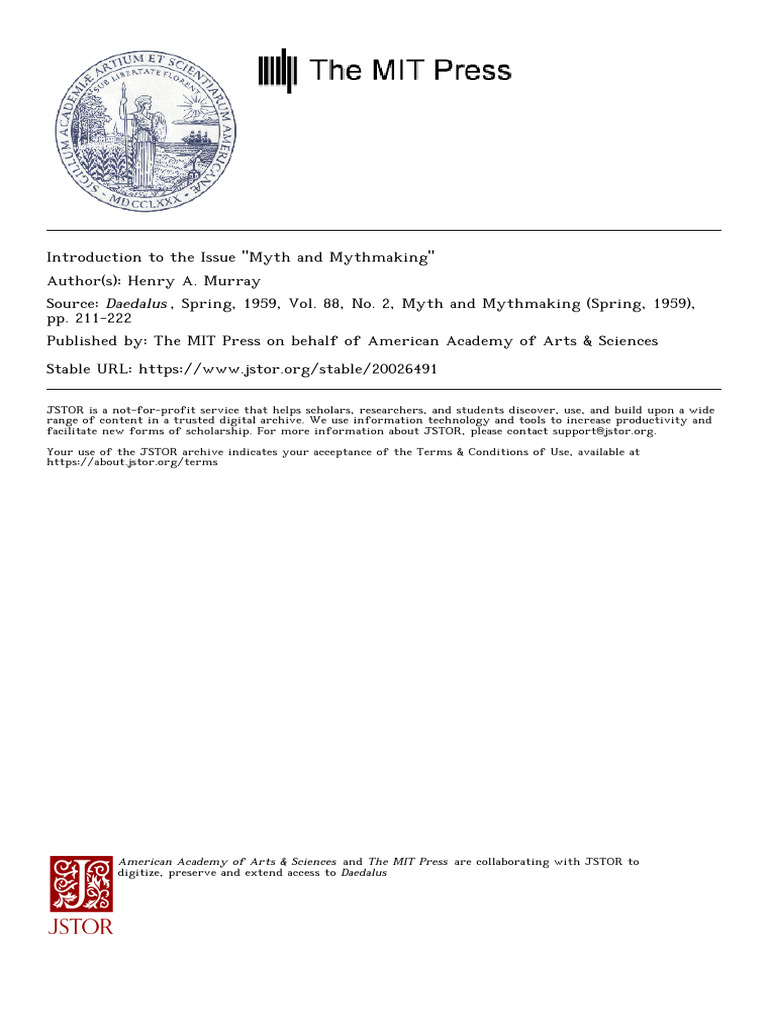 Introduction To The Issue - Myth and Mythmaking | PDF | Theory | Mind