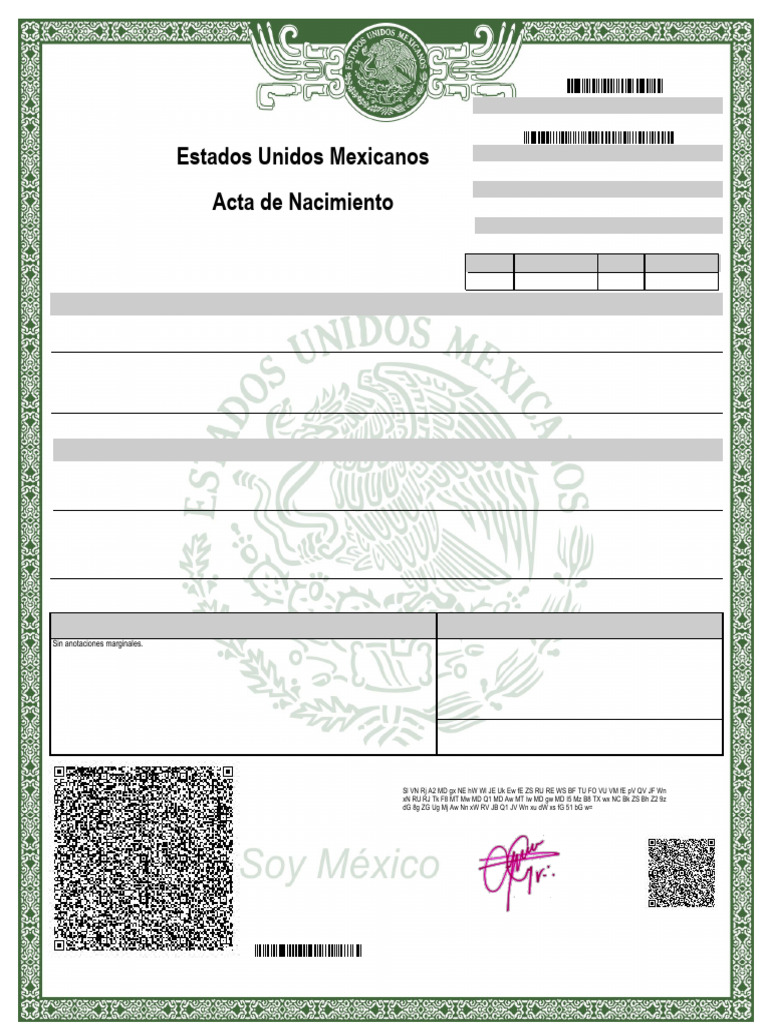 Acta de Nacimiento de Freddy Emanuel | PDF | Documento | Información del gobierno