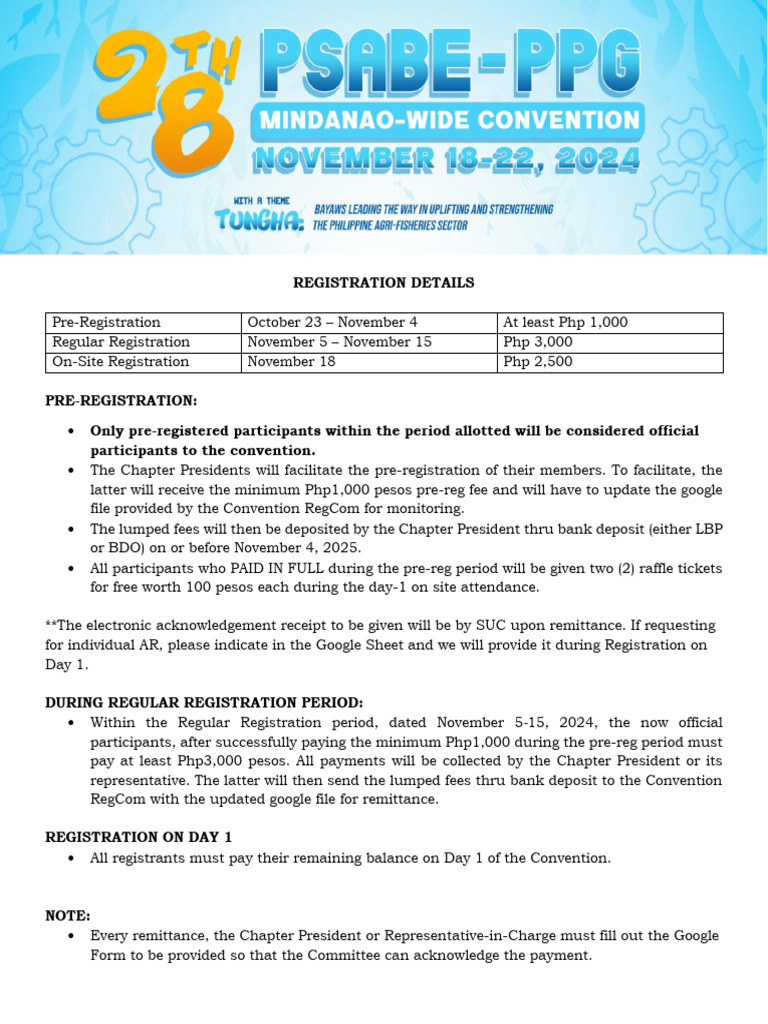 Convention Registration Guide | PDF | Finance & Money Management