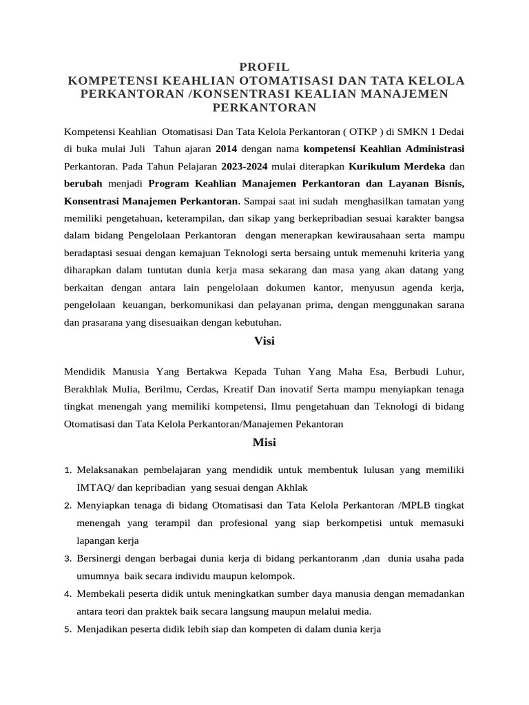Profilotkp MPLB 2023-2024 | PDF