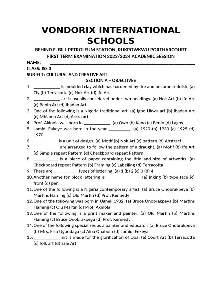 Cca JSS3 | PDF | Art