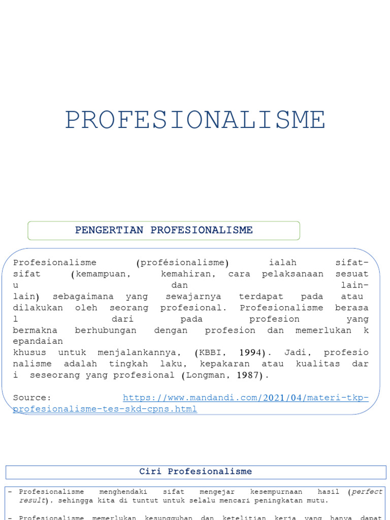 PROFESIONALISME | PDF | Karier & Perkembangan | Bisnis