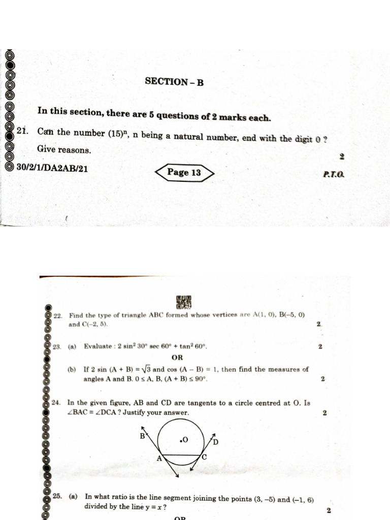 Maths Section B (Standard) | PDF