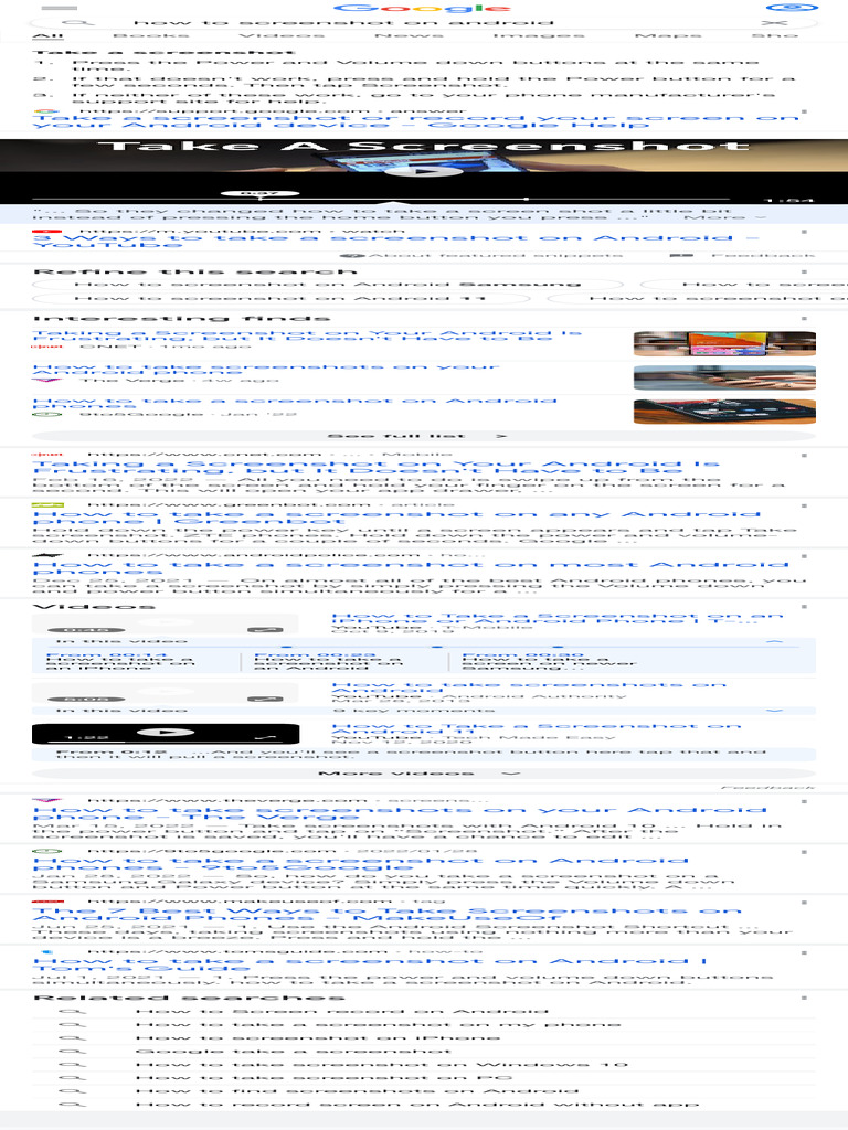 Android Screenshot Guide | PDF | Android (Operating System) | I Phone