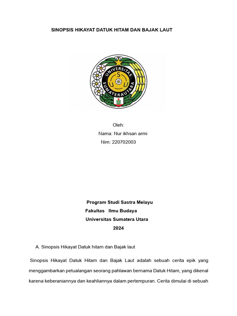 Sinopsis Hikayat Datuk Hitam Dan Bajak Laut | PDF