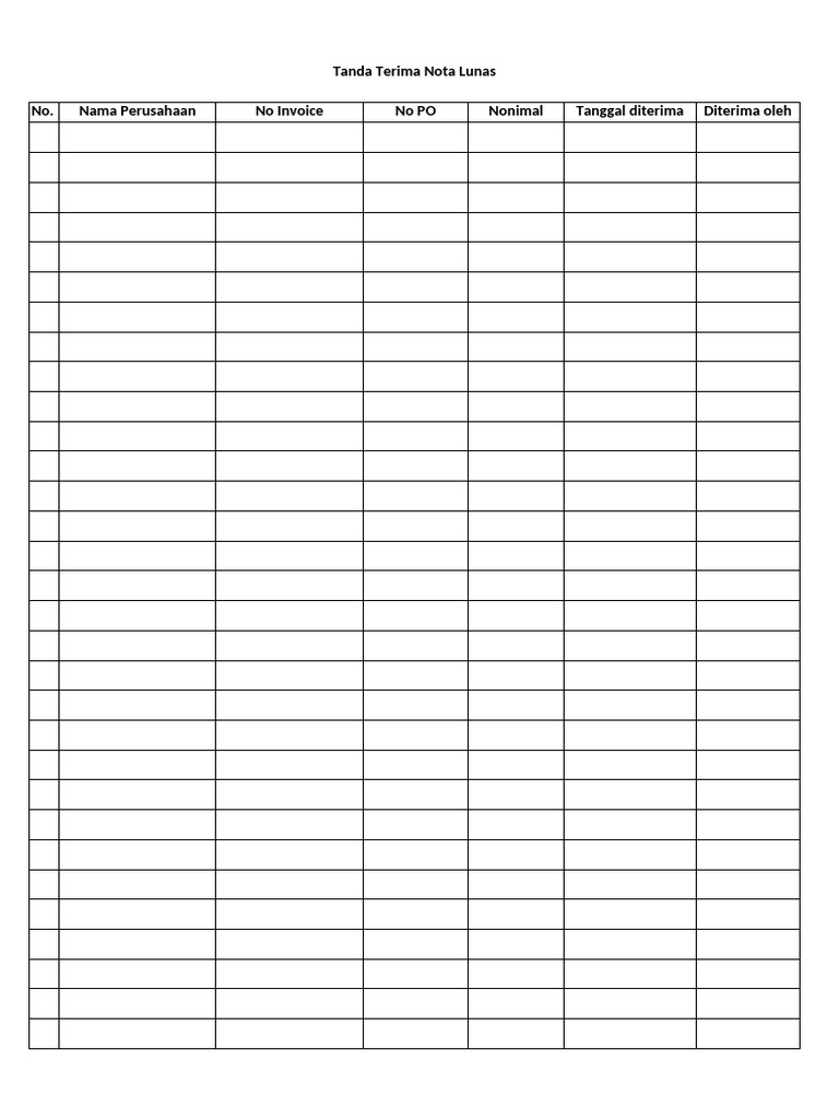 Tabel Tanda Terima | PDF