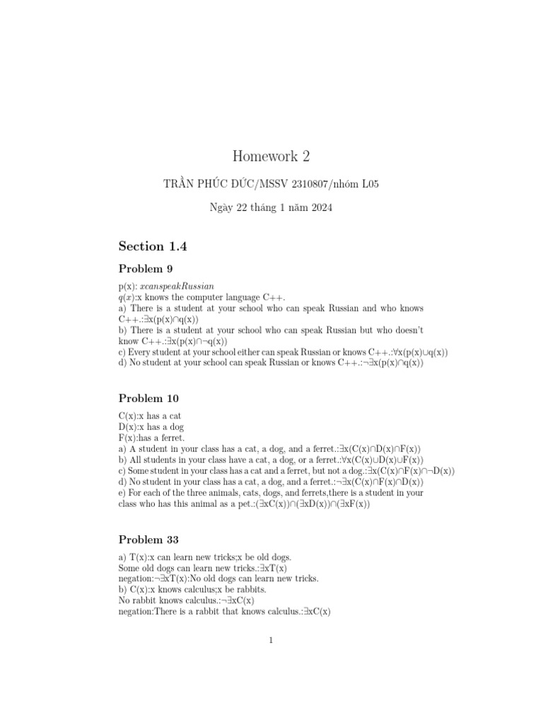 Trần Phúc Đức 2310807 L05 | PDF | Logic | Syntax (Logic)