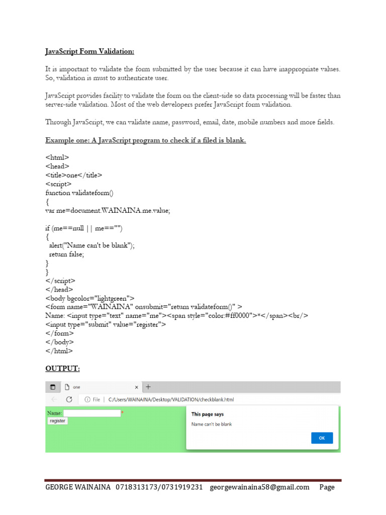 L8 Form Validation | PDF | Java Script | Password L8 Form Validation | PDF | Java Script | Password