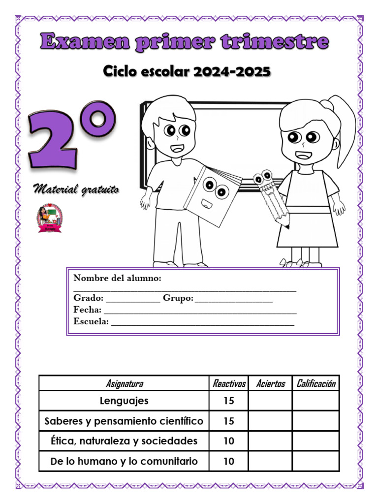 2° Examen Primer Trimestre Profa Kempis | PDF