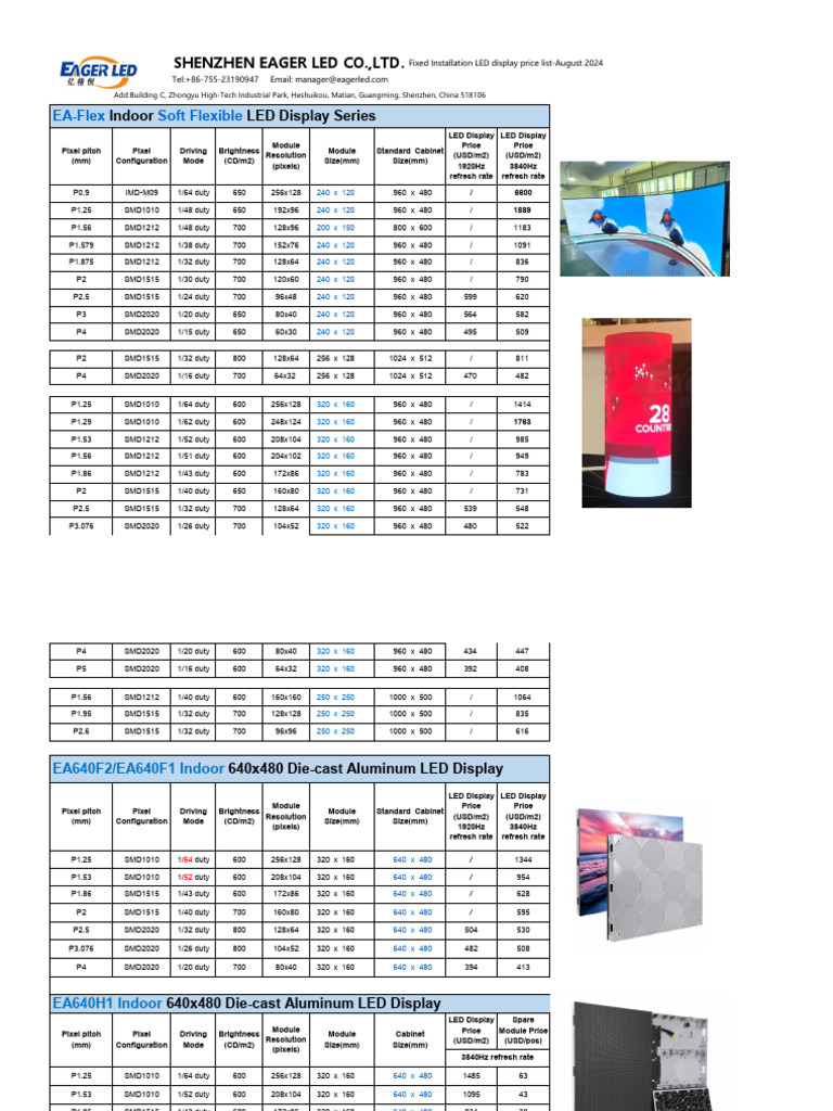 Eager LED Display Price List August 2024 | PDF | Display Resolution ...