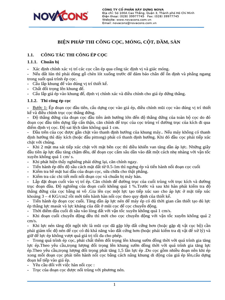 TM BPTC CỌC, MÓNG, CỘT, DẦM, SÀN | PDF