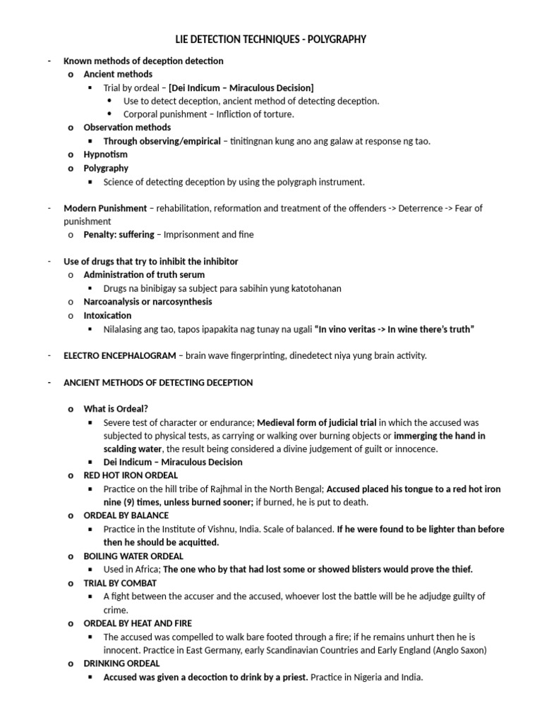 Lie Detection Techniques | PDF | Polygraph | Blood Pressure