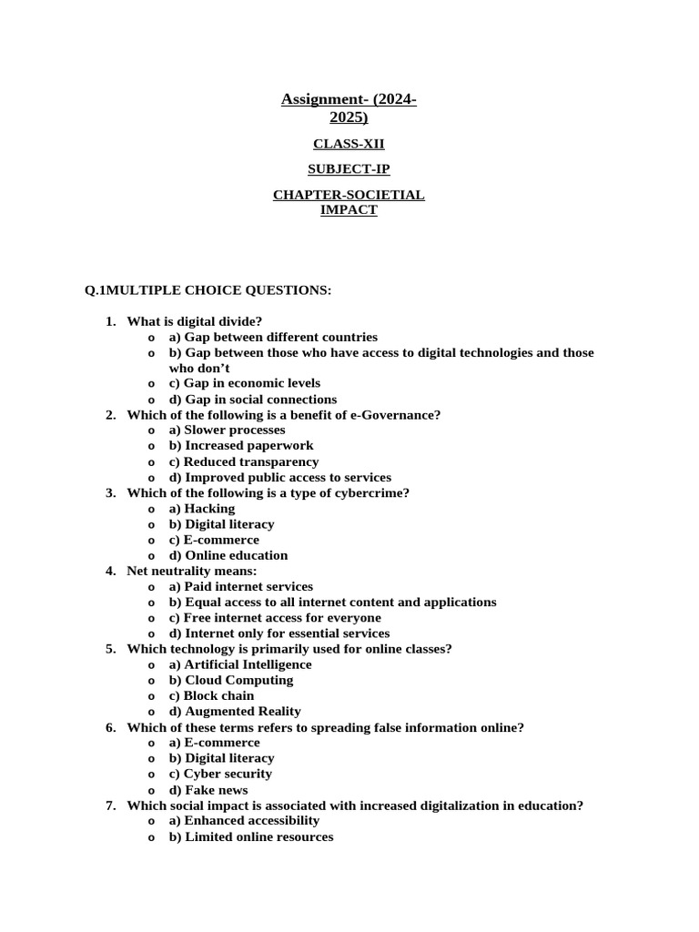 Class 12 Ip November Assignment | PDF | Internet | Cybercrime