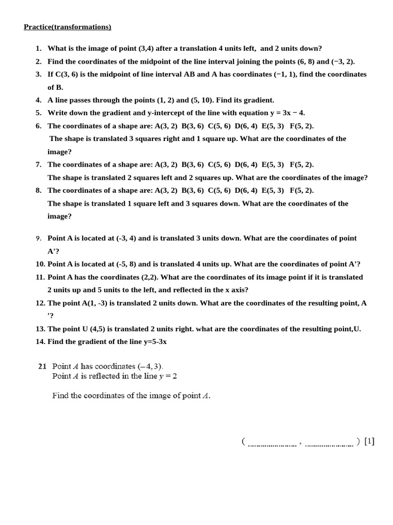 Translation Word Problems | PDF | Geometry | Euclidean Geometry